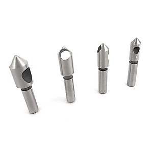 Taytools 467252 4 Piece 82 Degree Single Zero Flute Countersink Chamfering Tool Set in Wooden Box
