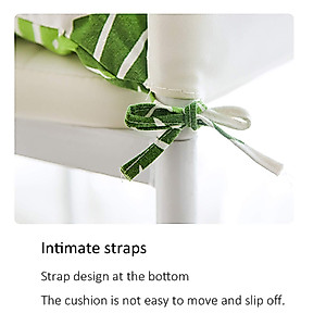 WEIGE Set of 4 Dining Room Chair Cushions seat Cushions with Ties Filled with Cotton Quilted Design Square Chair Cushions for The Kitchen Dining Room Garden Office car (Green Leaf) WEI, 40*40cm