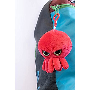Grumpy Baby Octopus Stuffed Animal Keychain - Mini Plush Keychain Pendant with Clip - Super Cute Soft Stuffed Animal Plushie Toy for Backpack, Handbag, Purse, Car Accessories (Red, 3”)