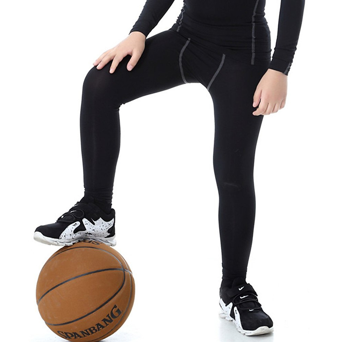 CVVTEE Boys Compression Pants Base Layers Soccer Hockey Tights Athletic Leggings Thermal for Kids Black
