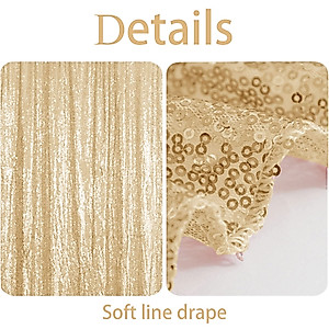 TOAOFY Shiny Champagne Gold Sequin Backdrop Curtains for Wedding Party Decor TAYS145