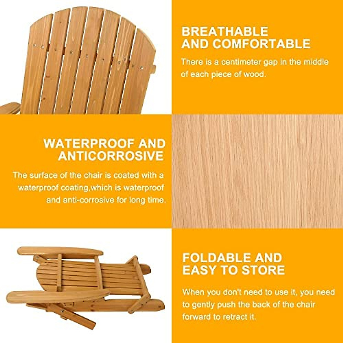 VINGLI Folding Adirondack Chairs Set of 4 Clearance Weather Resistant/Lawn Chairs Cheap Fire Pit Chairs Highwood Lounge Chairs-Patio Furniture Sets for Campfire, Bonfire