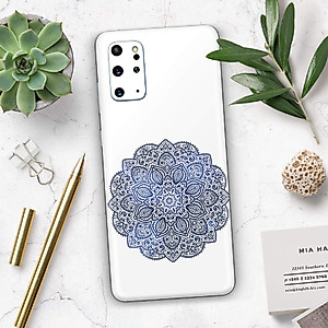 DesignSkinz Dark Blue Indian Ornament Protective Vinyl Decal Wrap Skin Cover Compatible with The Samsung Galaxy S20 (Screen Trim & Back Glass Skin)