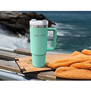 DLOCCOLD 40 oz Stainless Steel Tumbler with Handle, Insulated Tumbler With Lid & Straw, Travel Mug Cup Holder Friendly, Reusable Large Tumbler for Water, Iced Tea or Coffee, Gift for Men Women