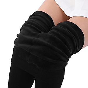 CHRLEISURE Women's Winter Warm Fleece Lined Leggings - Thick Velvet Tights Thermal Pants (Black, M/L)