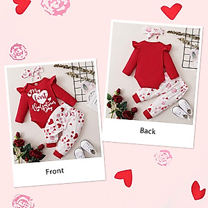NZRVAWS Baby Girl Valentines Day Outfit Newborn Girl My First Valentine’s Day Outfits Infant Girl Valentines Clothes