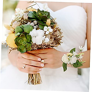 BESPORTBLE 1 Set Wrist Flowers and Corsages Bridesmaid Bracelets Wedding Decor Purple Bracelets Wedding Supplies Corsage Wristlet Band Boutonniere Silk Flower White Bridegroom Corsage Roses