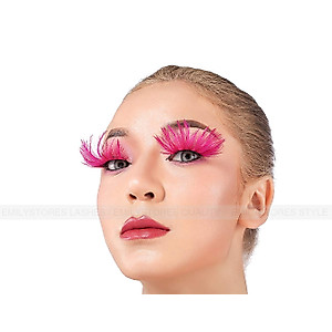 EMILYSTORES Pink Faux-Feather Costume Eye Lashes For Halloween, Dramatic Eyelashes, Party Looking, 1 Pair