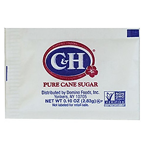 C&H Pure Cane NON-GMO Granulated Sugar, 0.10 Ounce (2.83 Gram) Packets - Pack of 500
