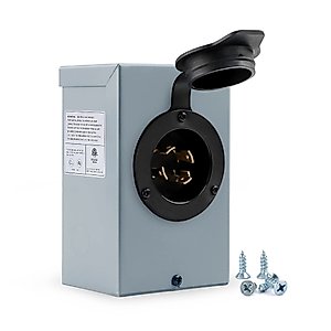 Flameweld 30 Amp Power Inlet Box, NEMA 3R Power Inlet Box, NEMA L14-30P PB30 Power Inlet Box, 125/250 Volt, 7500 Watts Generator Power Hookup, Weatherproof for Outdoor Use, ETL Listed