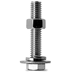 (8 Sets) 1/4-20x2-1/4" Stainless Steel Hex Head Screws Bolts Nuts Flat Washers & Lock Washers Kits, 18-8 (304) S/S,Full Thread,Machine Thread,Flat Washers Diameter 0.748"