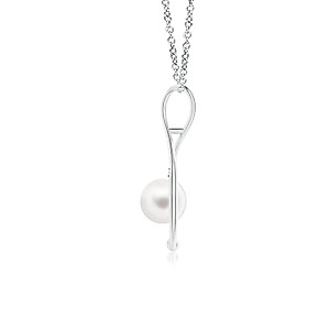 Angara 8mm Freshwater Cultured Pearl and 0.01 Ct Diamond Infinity Pendant Necklace for Women in Silver (Grade-AA) | June Birthstone, Birthday, Anniversary Jewelry Gift For Women