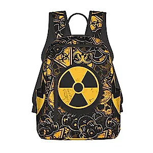 Radioactive Symbol Yellow Doodle Casual Backpack Bookbag Hiking Outgoing Daypack Laptop Pack For Women Men'S Boys Girls