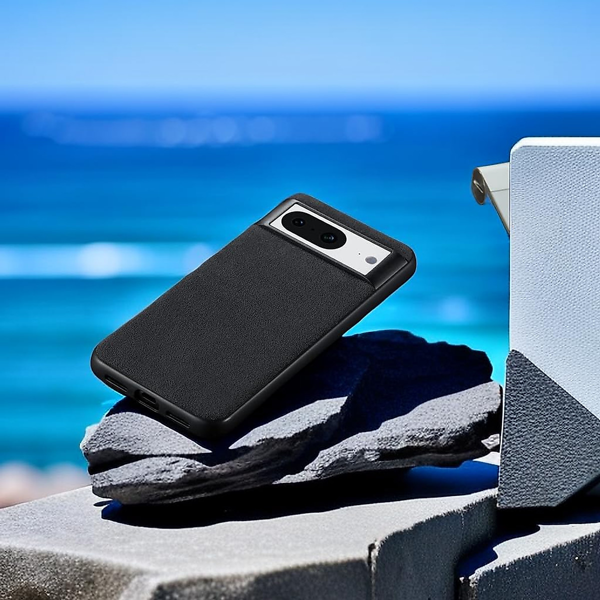 TYXDKJ Alcantara Case for GooglePixel 8,Handmade Half-Wrapped Synthetic Suede Cover (Black)