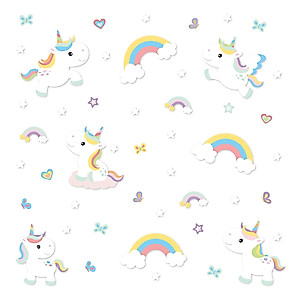 White Unicorns and Rainbows Wall Decals 47 pcs - Rooms and Stickers