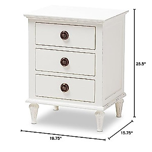 Baxton Studio 3-Drawer, White Wash