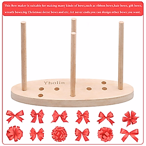 Yholin Ribbon Bow Maker with Instruction and Beading Craft Wire,Durable Oval Wooden Bow Maker for Satin Wreath Bows Christmas Big Bows Hair Bows Gifts Bows Making and Party Decoration-Make Bows Easily