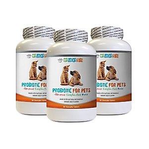 MY LUCKY PETS LLC cat probiotic Enzyme - PET PROBIOTIC - Dogs and Cats - Digestive Boost - GET RID of Bad Breath and Stop Diarrhea - cat Digestive Enzyme - 3 Bottles (180 Treats)
