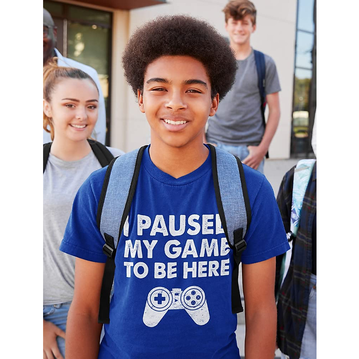 Kids Gamer Shirt I Paused My Game to Be Here Gifts for Gamers Boys Youth Gaming Shirts Medium Blue