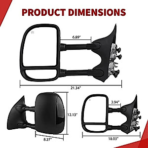 YITAMOTOR Tow Mirrors Compatible with 1999-2007 Ford F250 F350 F450 F550 Super Duty, 2001-2005 Ford Excursion Power Heated LED Signal Light Pair Set