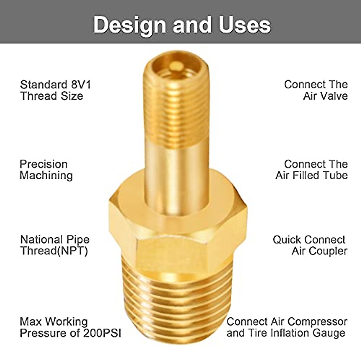 GODESON 1/4" NPT Tank Valve, Anti-Corrosion Brass Schrader Valve with 1/4" Male NPT,Using with Air Compressor Tanks(Pack of 4)
