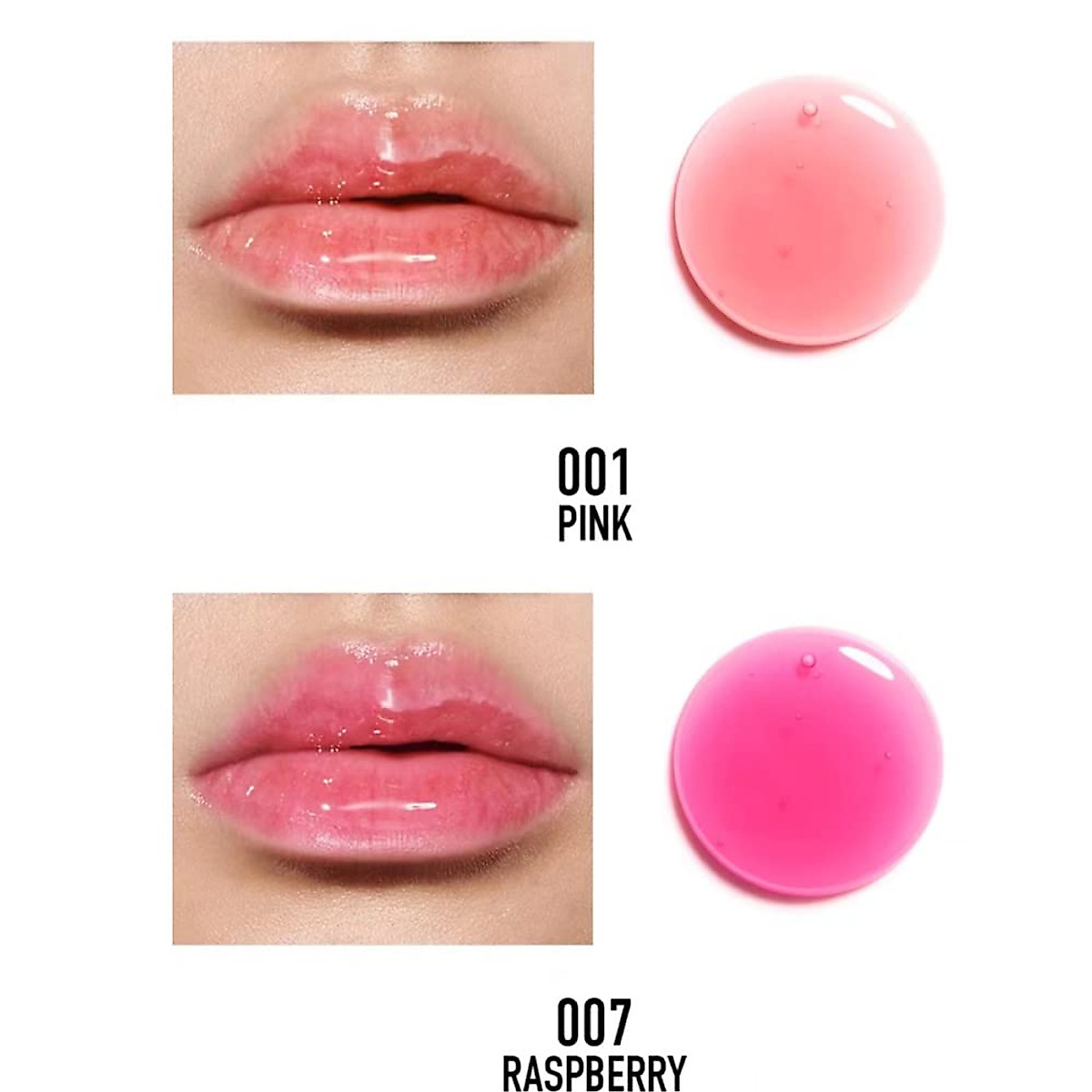 ASKELI Hydrating Lip Oil, 2 Pack Plumper Tinted Lip Oil Gloss Set, Clear Plumping Lip Balm Makeup for Plumping and Moisturizing Dry Lips(Raspberry & Pink)