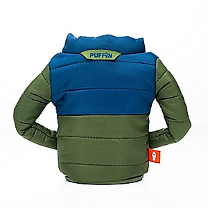 Puffin - The Puffy Beverage Jacket, Insulated Can Cooler, Olive Green/Sailor Blue