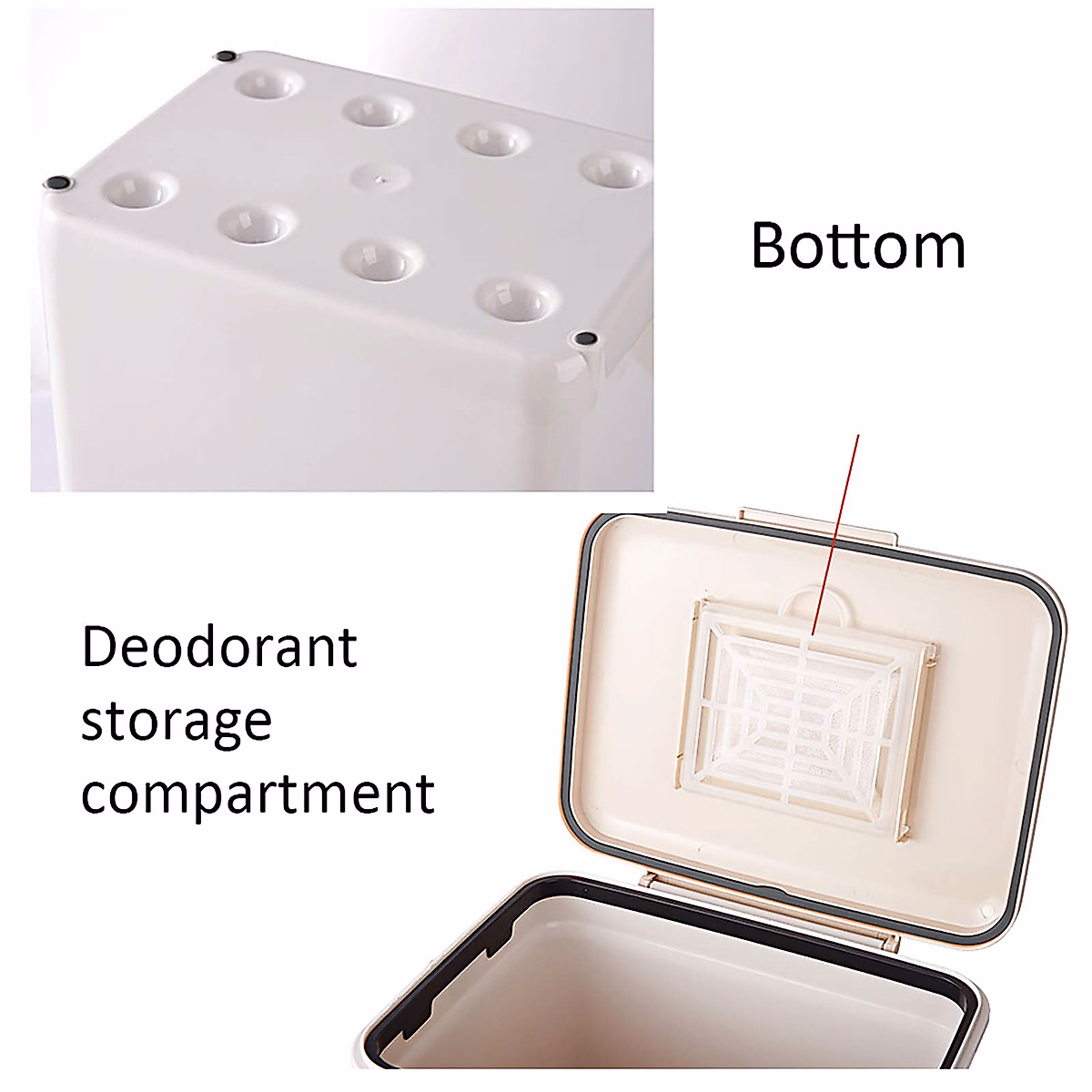 QWEASDF Portable Sealed Trash Can with Lock Cover Handles Deodorant Storage Compartment Pressure Ring Design Plastic Garbage Can for Kitchen and Household Waste Bin,Khaki