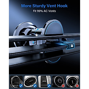 [ Military-Grade Magnetic Vent Hook] Phone Holder for Car, Hands Free Phone Car Mount Strong Magnet Air Vent Mount, 360° Rotation Car Phone Holder Compatible with iPhone Samsung Galaxy All Smartphones