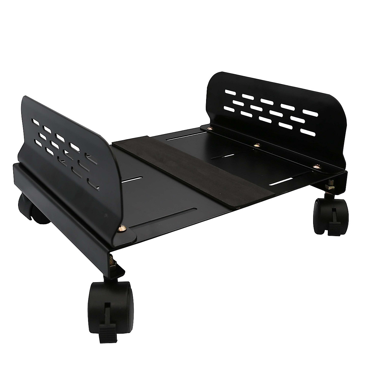 IO Crest Mobile Desktop Tower Computer Metal Floor Stand Rolling Caster Wheels with Tall Support Walls and Adjustable Width from 5" to 13"