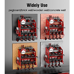 HSicily Power Tool Organizer Wall Mount, 5-Tier Garage Tool Storage with 6-Outlet Charging Station, Drill organizer Wall Mount for Power Tools, Screwdrivers, Wrenches, and Tool Organizers and Storage