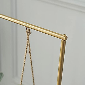 TABLECLOTHSFACTORY 3ft Tall Gold Metal Hanging Dessert Display Centerpiece with Jute Rope, Cake Stand Swing