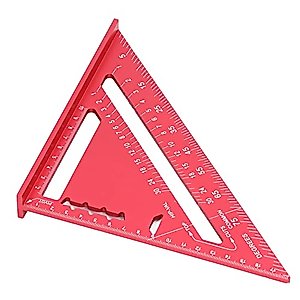 Compact Aluminum Woodworking Ruler Clear Scale, Double Sided Marking, 7.3in / 18.5cm, for Determining and Marking Angles (Red)