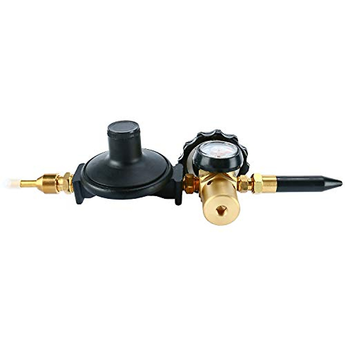 YaeTek Balloon Inflator Dual Mylar and Helium Latex Balloon Filler Valve Fits CGA-580 Tank Air Flow Inflator Regulator 0-3000 PSI (With Auto Foil Balloon Shut Off Valve) Pkg/1