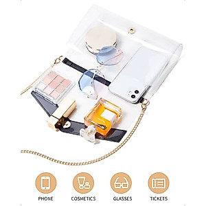 Vorspack Clear Bag Stadium Approved - Cute Clear Purse for Women PVC Clear Crossbody Bag for Sports Concert Festival - Black