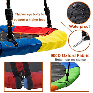 Hanging Tree Swing Waterproof Backyard Hammock Chair Max Capacity 600lbs Play Nest Swing Play House Castle Outdoor Garden Flying Family Swing Seat Camping Tree House with Hanging Straps Set