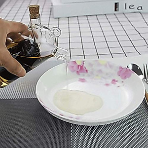 WINAKUI Olive Oil and Vinegar Dispenser Cruet Bottles, 2 in 1 Transparent Glass Oil Bottle, Dual Glass Oil Dispenser Bottles for Kitchen Cooking Container