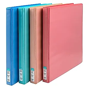 Yoobi 1/2 Inch Binder Set – 3-Ring Binders with 2 Pockets – Perfect for School or Office – Holds up to 100 Sheets – 4 Pack – Solid Multicolor Variety