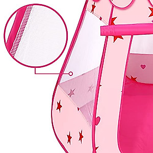 KIDAMI Princess Pop Up Tent with Star Lights for 1 2 3 Year Old Girls Birthday Gift, No Assembly Required, Easy to Fold with Portable Bag, Toddler Baby Girl Toys Kids Ball Pit Indoor Outdoor Playhouse