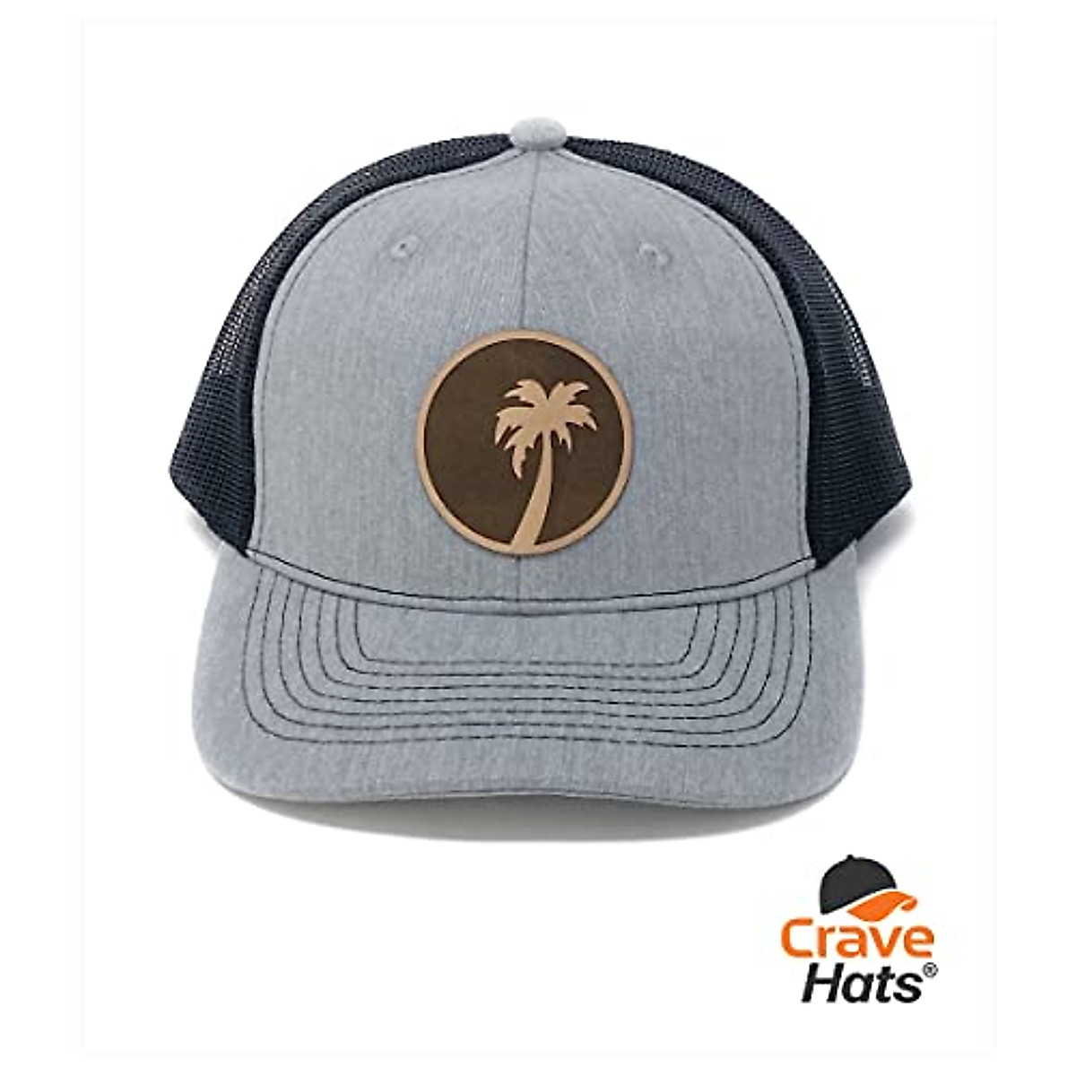 CRAVE HATS Palm Tree Trucker Hat, Palm Tree Hat, Beach Trucker Hat, Trucker Hats Beach (Gray/Black)