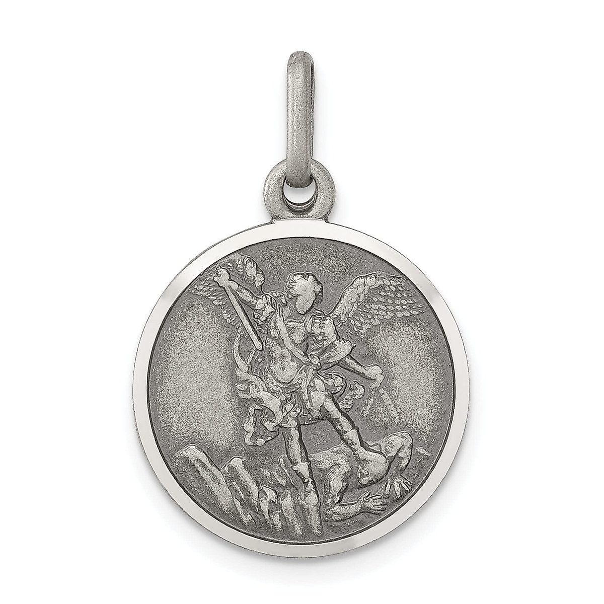 FindingKing Sterling Silver Antiqued Saint Michael Medal