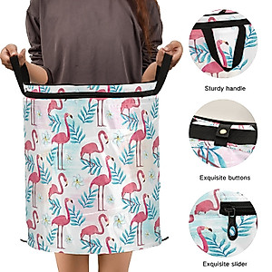 xigua Flamingo Round Laundry Basket with Lid, Waterproof Clothes Toy Storage Basket Nursery Hamper with Handles for Laundry Room, Bathroom, Bedroom, Dorm, Kids Room