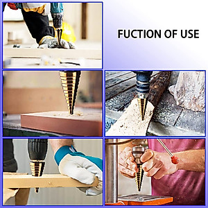 Utoolmart Step Drill Bit HSS 5mm to 35mm 13 Step Size Titanium Coated Straight Flutes Round Shank for Metal Wood Plastic Silver 1pcs