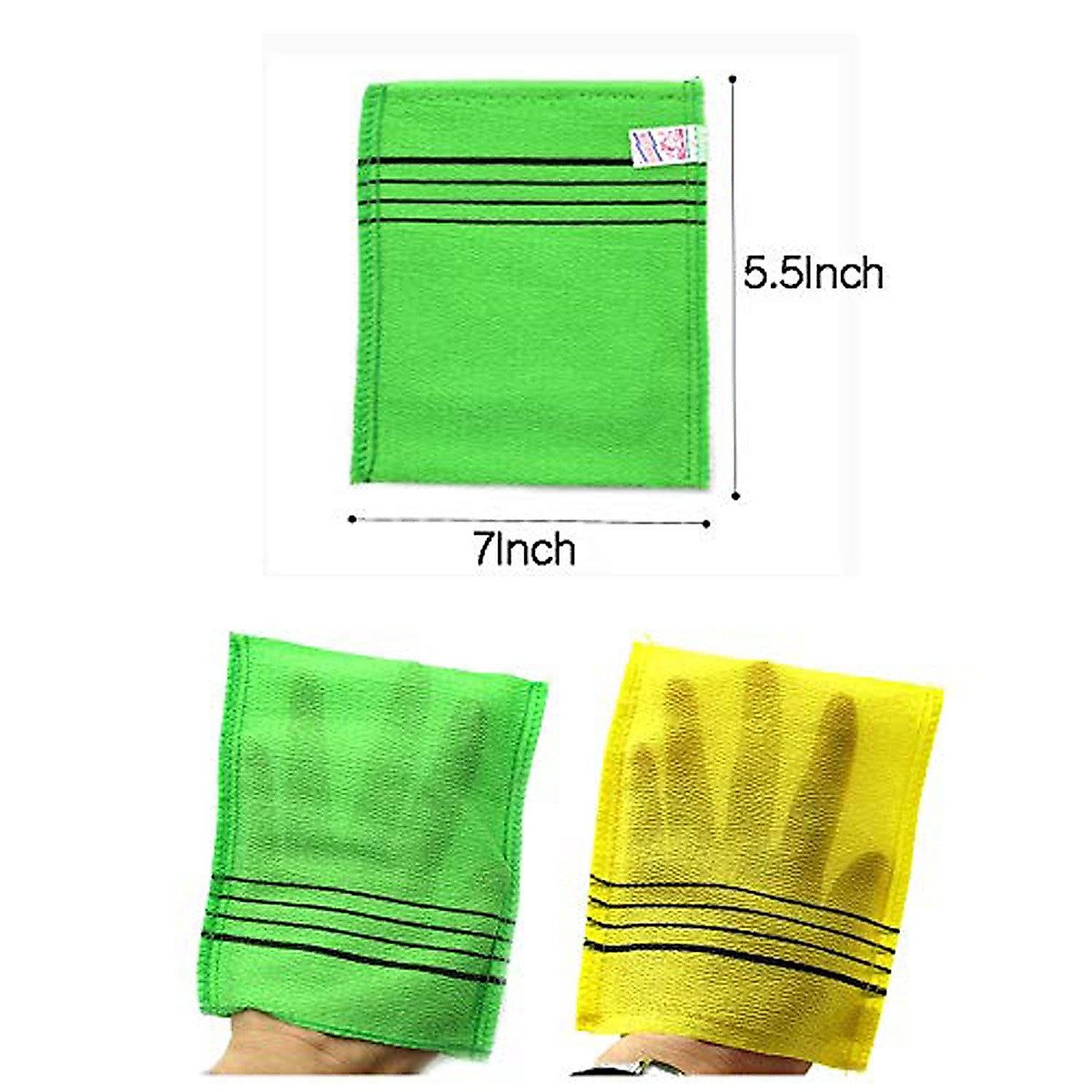 GOLDSANGSA-Korean Bath Towel Washcloth 20pcs/Body Scrub Genuine Exfoliating Bath Mitten Remove Dead Skin(Green)