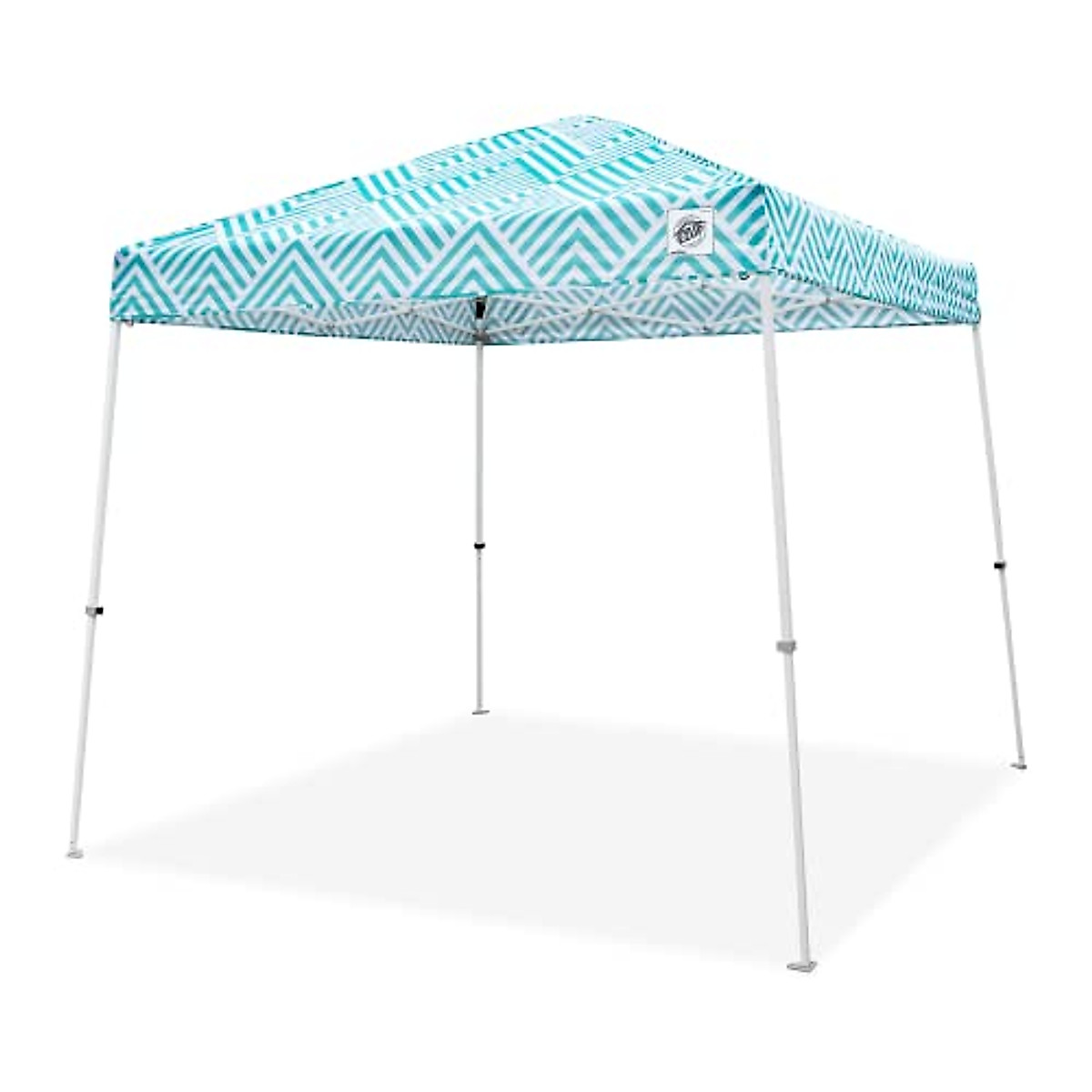 E-Z UP Sprint 10' X 10' Shelter with Geo Print, Aqua Top, and White Frame