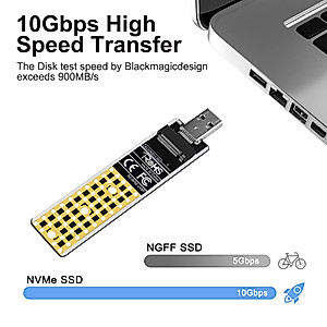 ANYOYO M.2 to USB Adapter, NVME to USB Adapter M.2 to USB 3.1 Adapter 10 Gbps Converter Reader Compatible with M.2 NVMe/SATA(NGFF) SSD Based M Key and B+M Key Support 2242 2260 2280 Size SSD