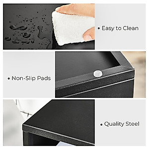 SONGMICS Printer Stand for Desk, Home Desktop Printer Stand with Storage Shelves for Office, Steel Frame, Multi-Purpose Rack, 15.9 x 11.8 x 8.7 Inches, Matte Black UOMC101B01