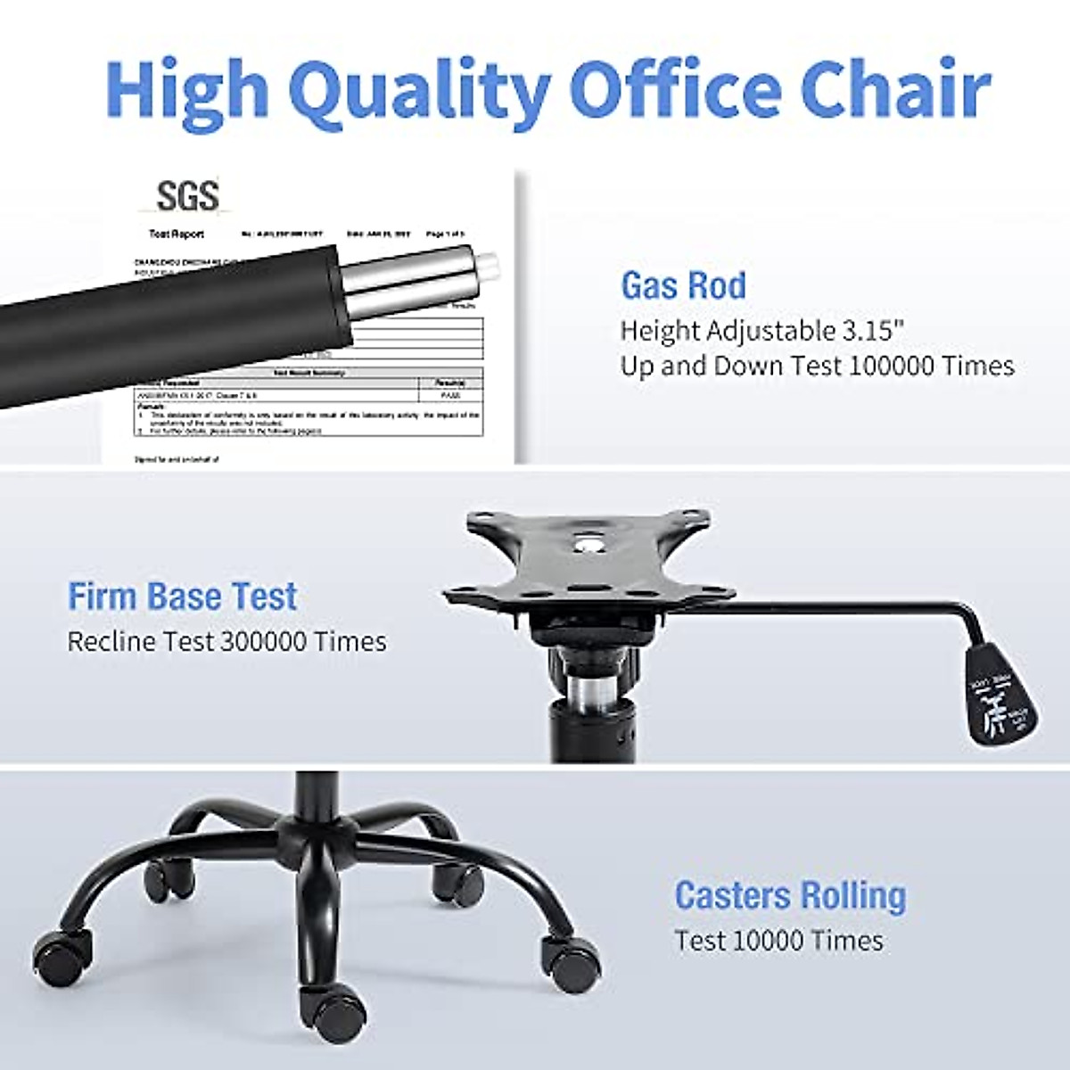 HOMEFUN Desk Chair with Wheels, Black Office Chair, Ergonomic Mesh Rolling Chair with Flip-up Armrests and Lumbar Support, Swivel Task Computer Chair