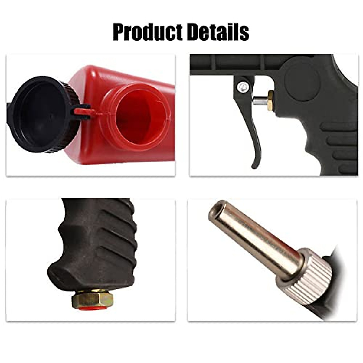 1/4” Air Sandblasting Gun Portable Handheld Sandblaster 90psi Gravity Sandblasting Gun Pneumatic Sandblaster Spray Gun Blasting Machine