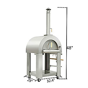 32.5" Wood Fired Stainless Steel Artisan Pizza Oven or Grill, Outdoor or Indoor